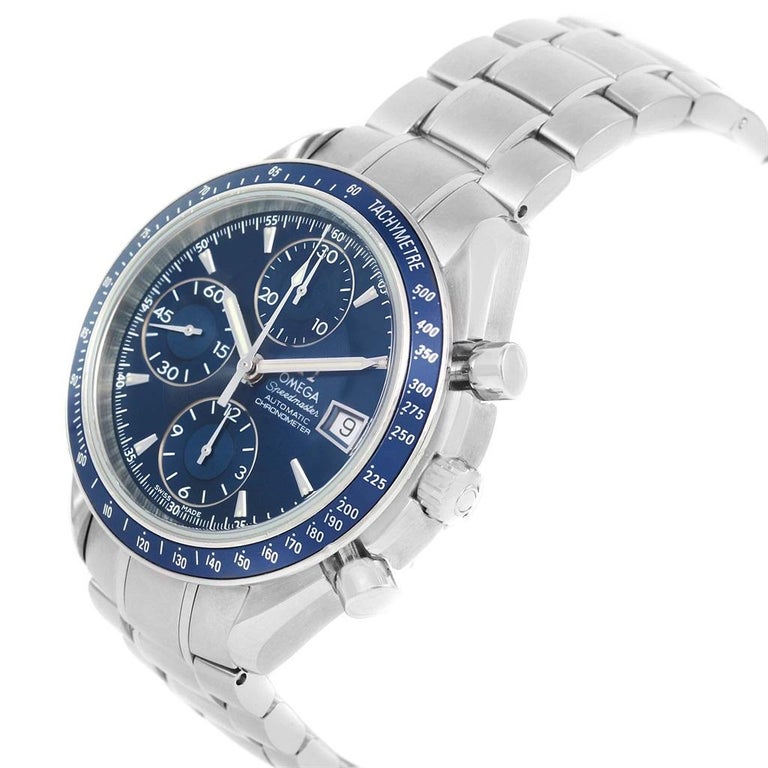 Omega Speedmaster Date Blue Dial Chrono Watch 3212.80.00 For Sale at ...