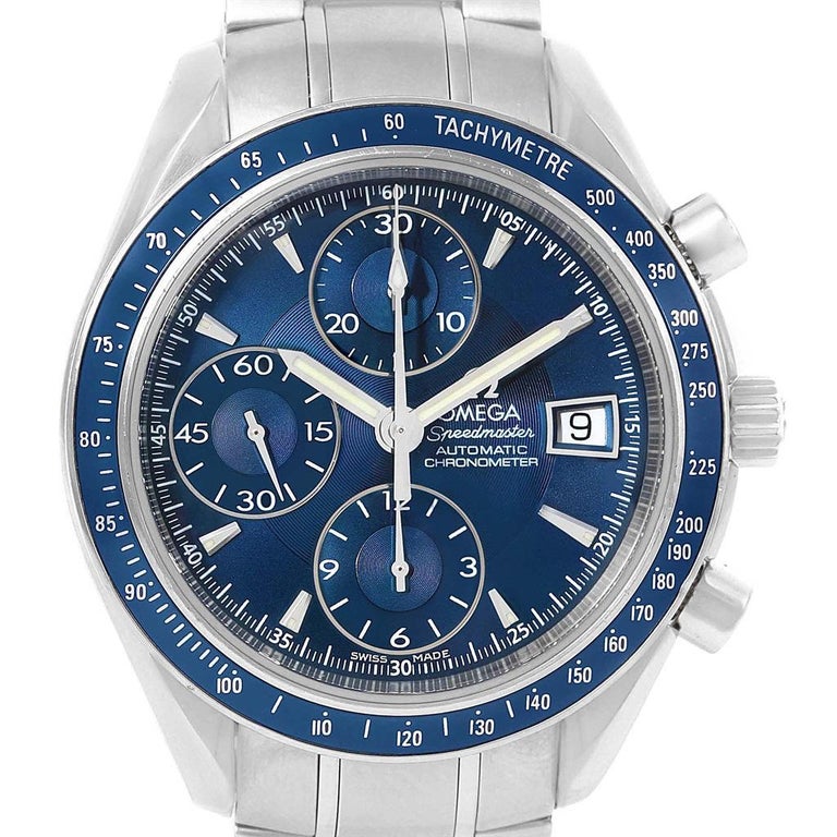 Omega Speedmaster Date Blue Dial Chrono Watch 3212.80.00 For Sale at ...