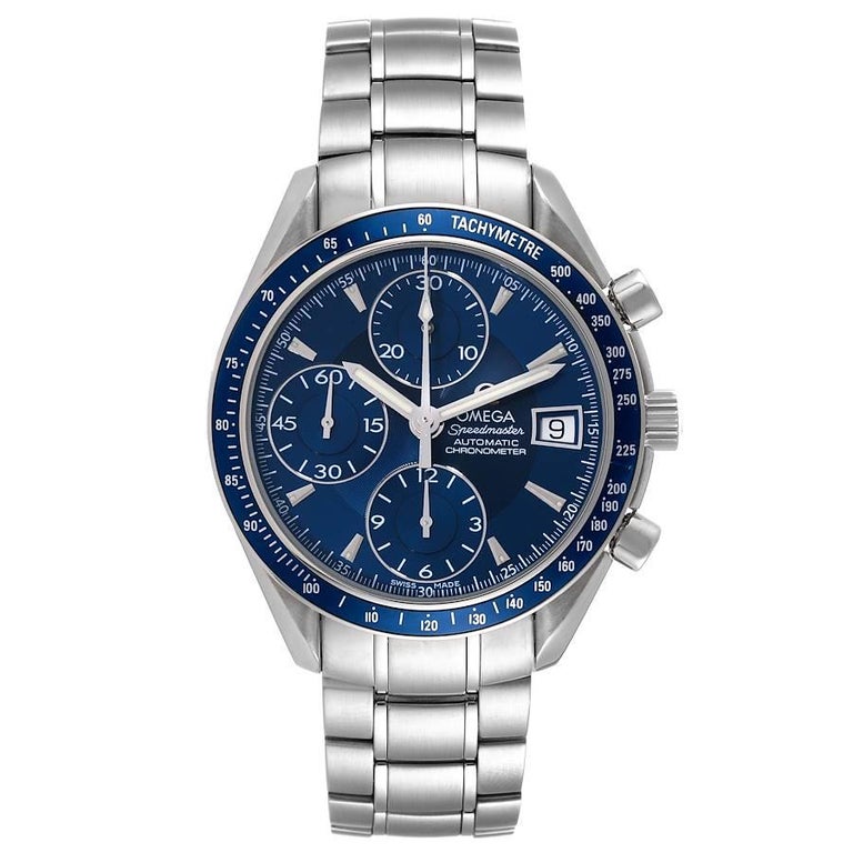 Omega Speedmaster Date Blue Dial Chronograph Mens Watch 3212.80.00 Box ...