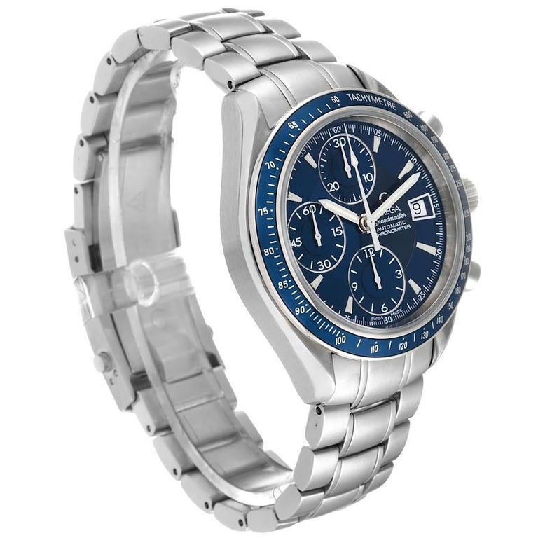 Omega Speedmaster Date Blue Dial Chronograph Mens Watch 3212.80.00 Box ...