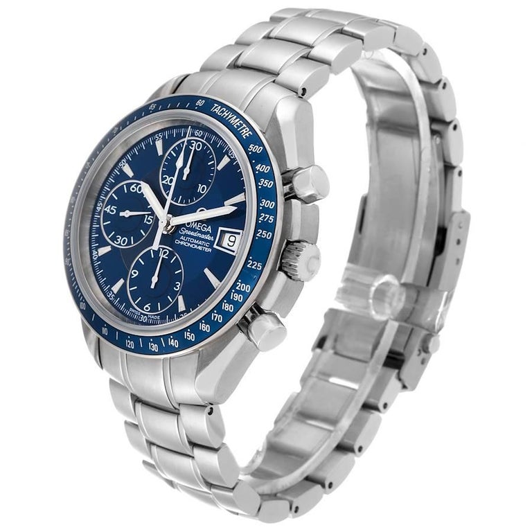 Omega Speedmaster Date Blue Dial Chronograph Mens Watch 3212.80.00 Box ...