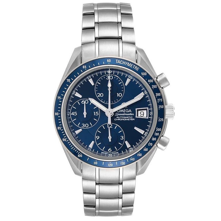 Omega Speedmaster Date Blue Dial Chronograph Mens Watch 3212.80.00 Card ...