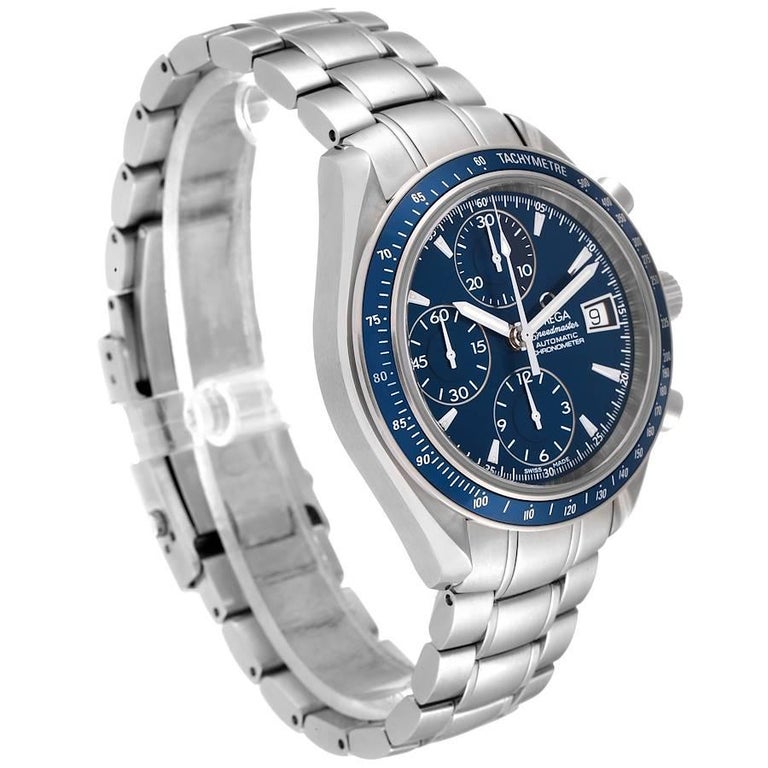 Omega Speedmaster Date Blue Dial Chronograph Mens Watch 3212.80.00 Card ...