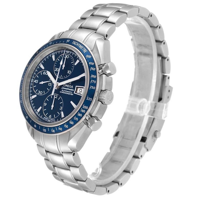 Omega Speedmaster Date Blue Dial Chronograph Mens Watch 3212.80.00 Card ...