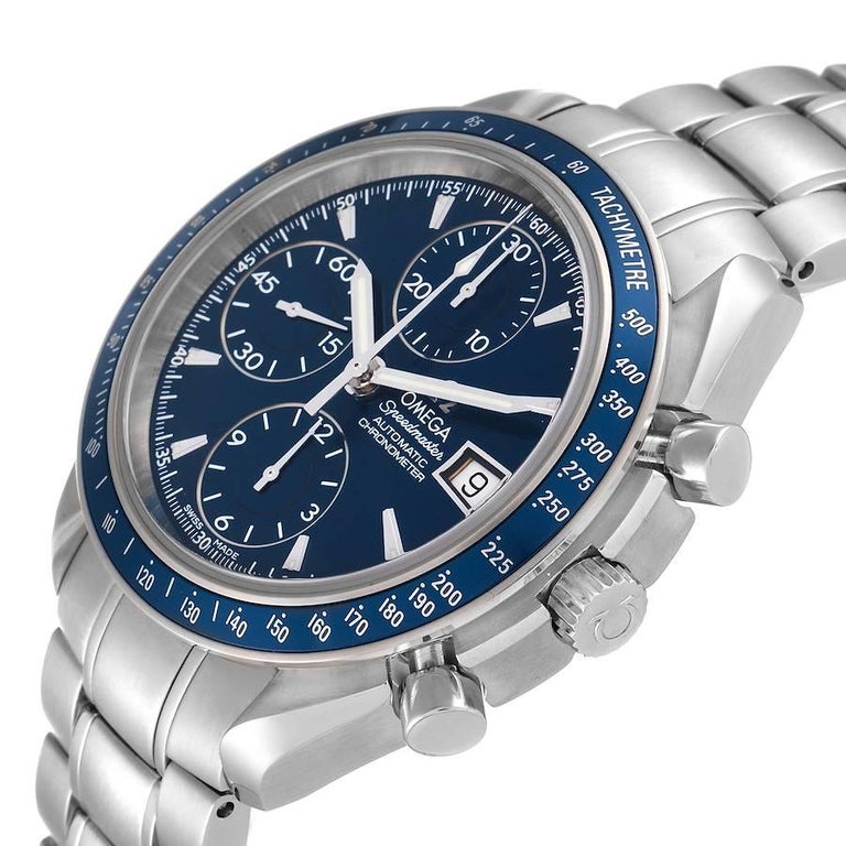 Omega Speedmaster Date Blue Dial Chronograph Mens Watch 3212.80.00 Card ...