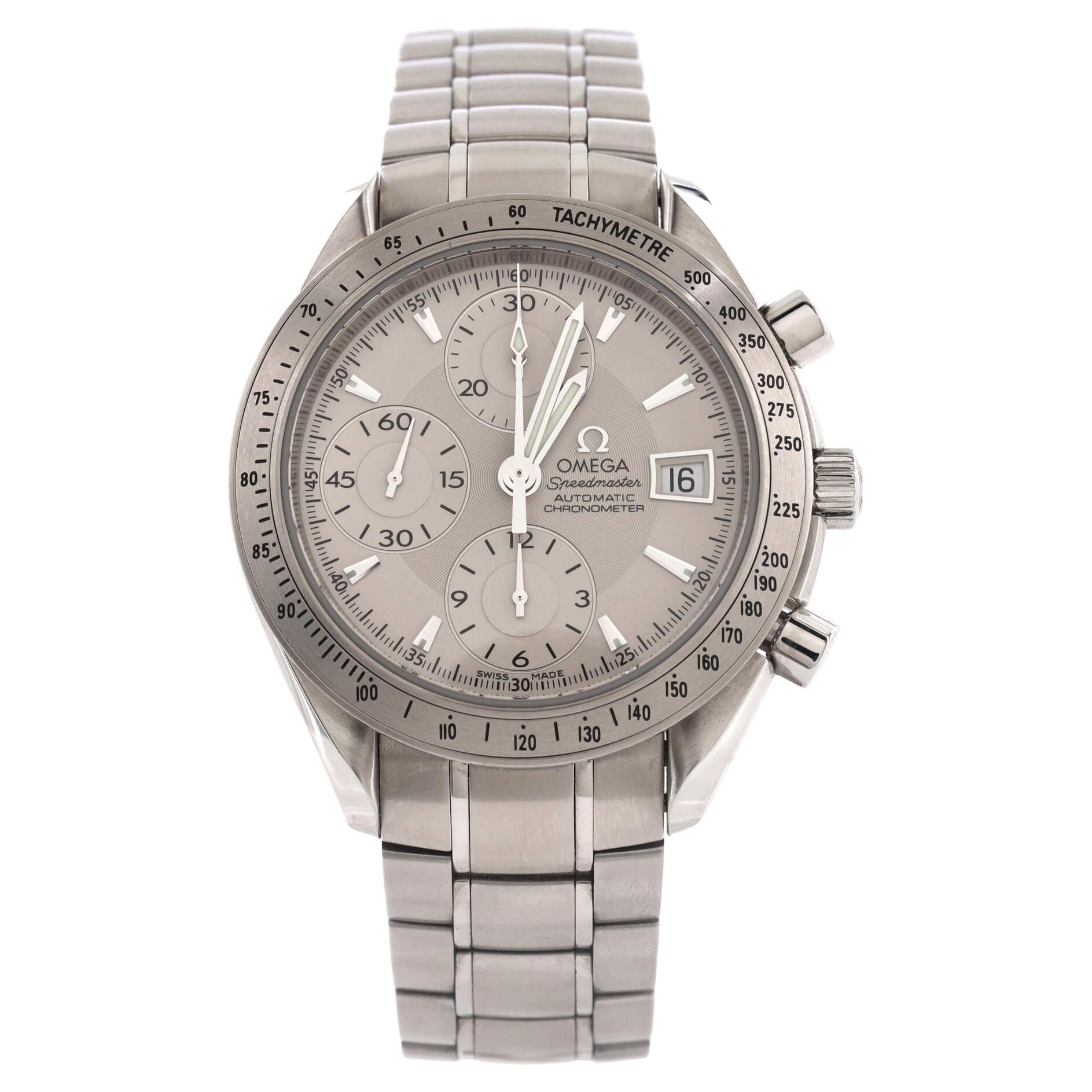 Omega Stainless Steel Speedmaster Chronograph Wristwatch with Chocolate ...