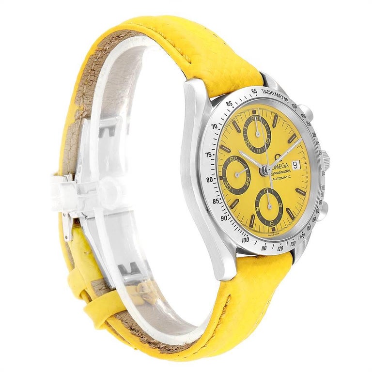 Omega Speedmaster Date Yellow Dial Steel Men's Watch 3511.12.00 Card ...