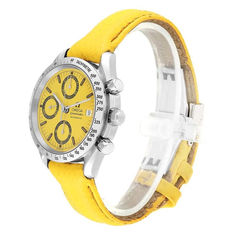 Omega Speedmaster Date Yellow Dial Steel Men's Watch 3511.12.00 Card ...