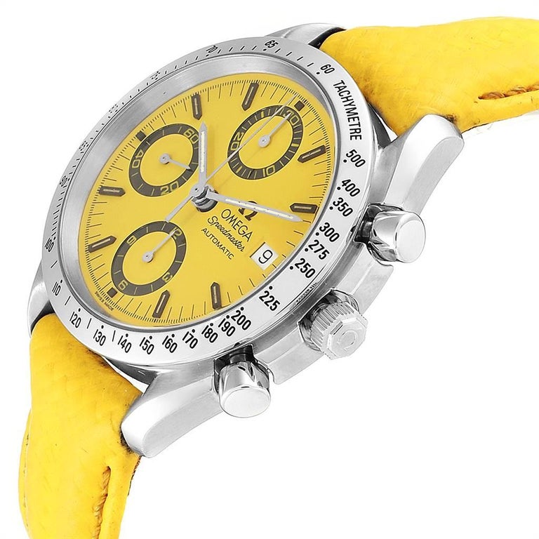 Omega Speedmaster Date Yellow Dial Steel Men's Watch 3511.12.00 Card ...