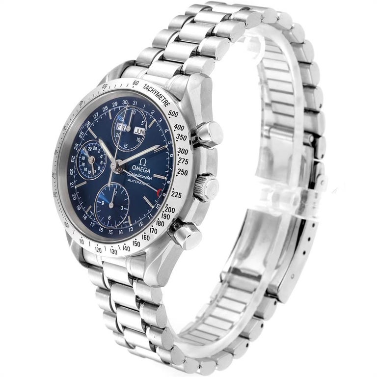 Omega Speedmaster Day Date Blue Dial Steel Men's Watch 3521.80.00 Card ...