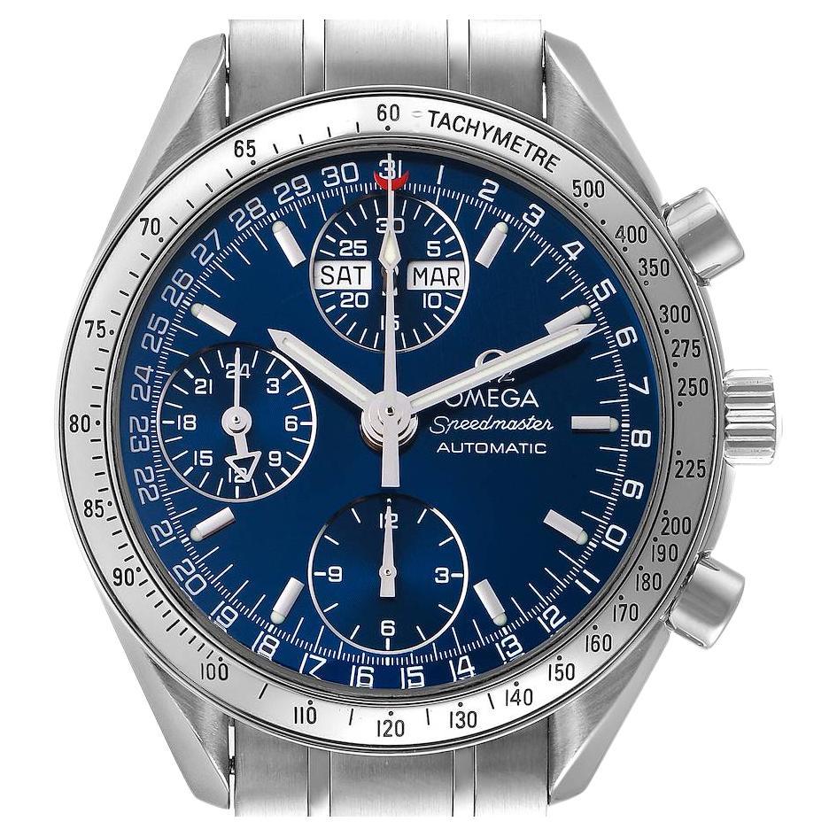 Omega Speedmaster Day Date Blue Dial Steel Men's Watch 3521.80.00 Card ...