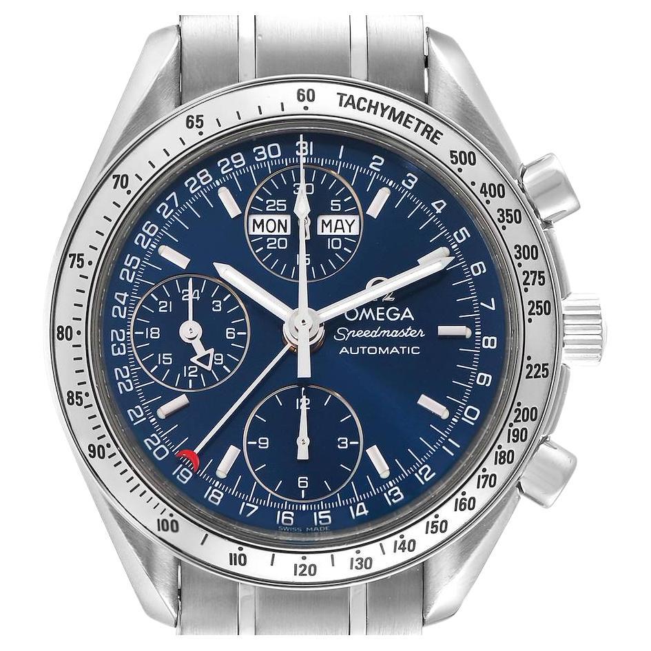 Omega Speedmaster Day Date Blue Dial Chronograph Watch 3222.80.00 Card ...