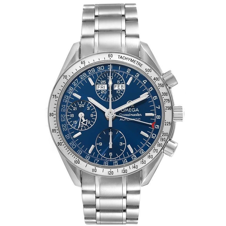 Omega Speedmaster Day-Date Blue Dial Steel Mens Watch 3523.80.00 at 1stDibs