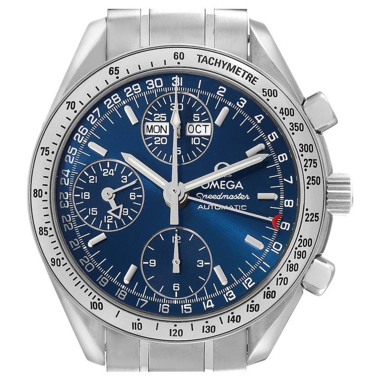Omega Speedmaster Day-Date Blue Dial Steel Mens Watch 3523.80.00 at 1stDibs
