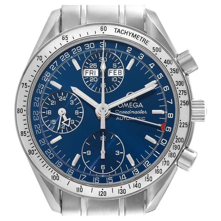 Omega Speedmaster Day-Date Blue Dial Steel Mens Watch 3523.80.00 at 1stDibs