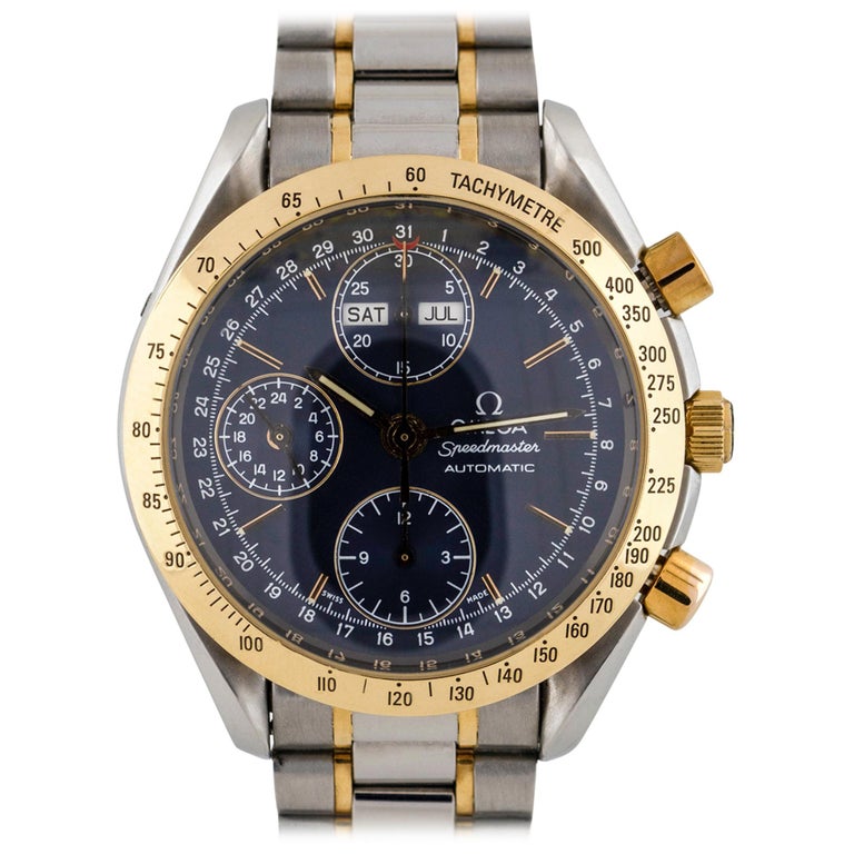 Omega Speedmaster Day Date Two-Tone Blue Chronographic Dial Watch For ...