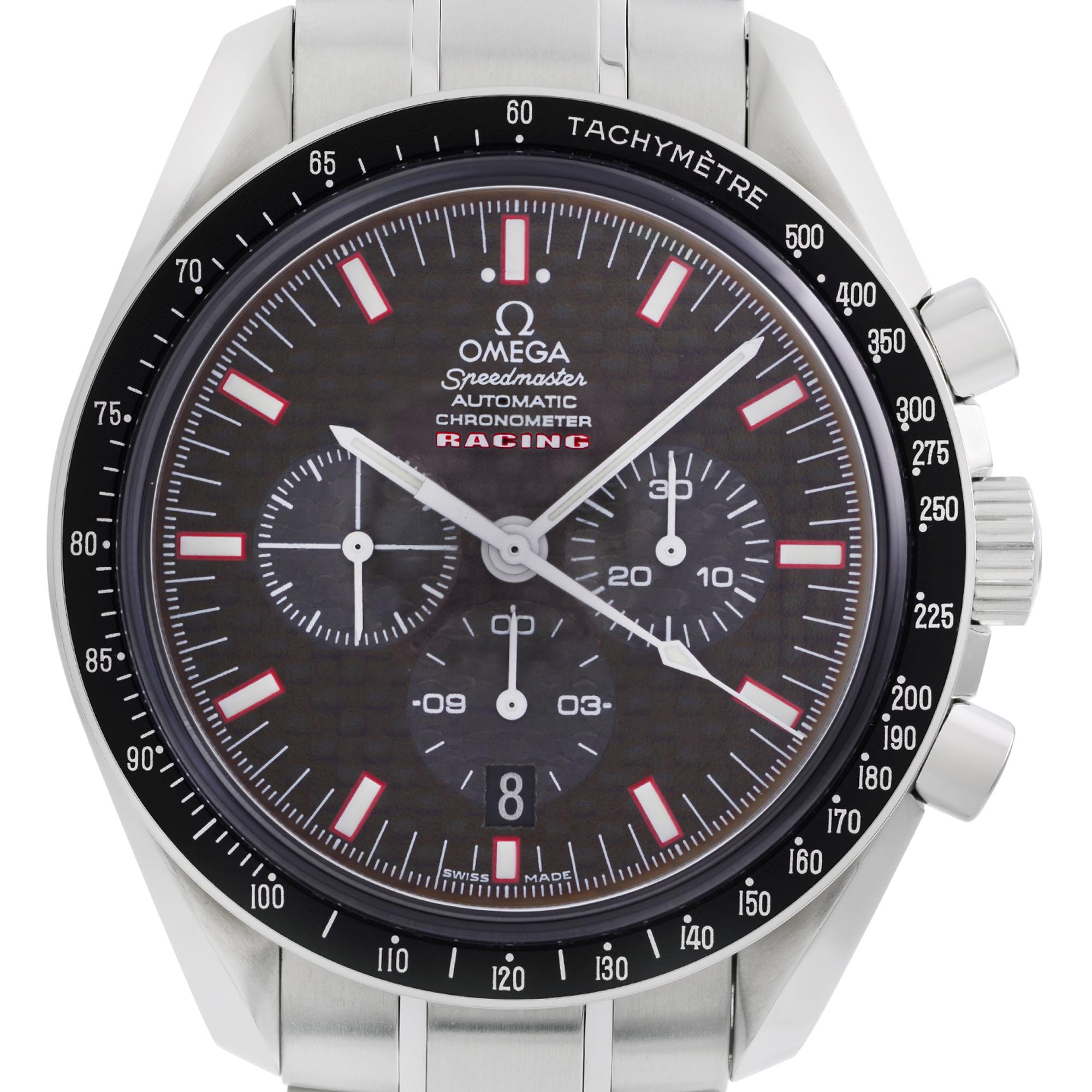 Omega Speedmaster Racing Chronograph Carbon Dial Automatic Mens Watch ...
