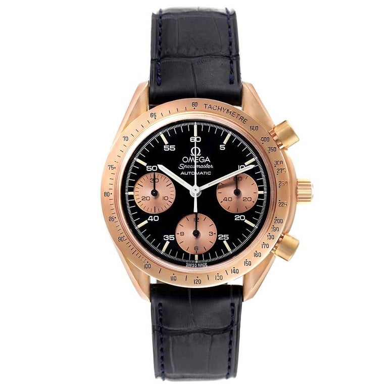 Omega Speedmaster Rose Gold Black Dial Mens Watch 1750033 at 1stDibs