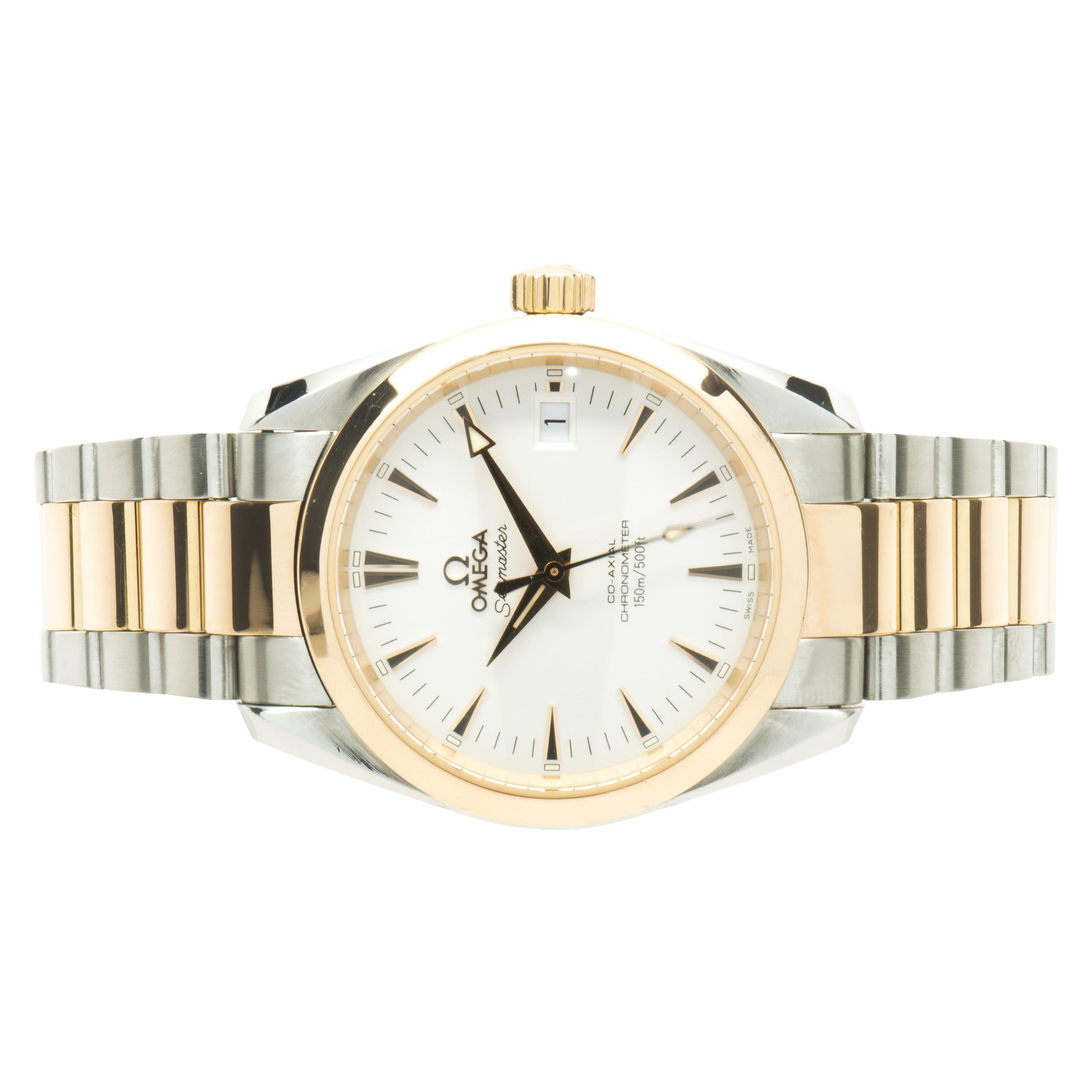 Omega Stainless Steel and 18 Karat Yellow Gold Aqua Terra For Sale at ...