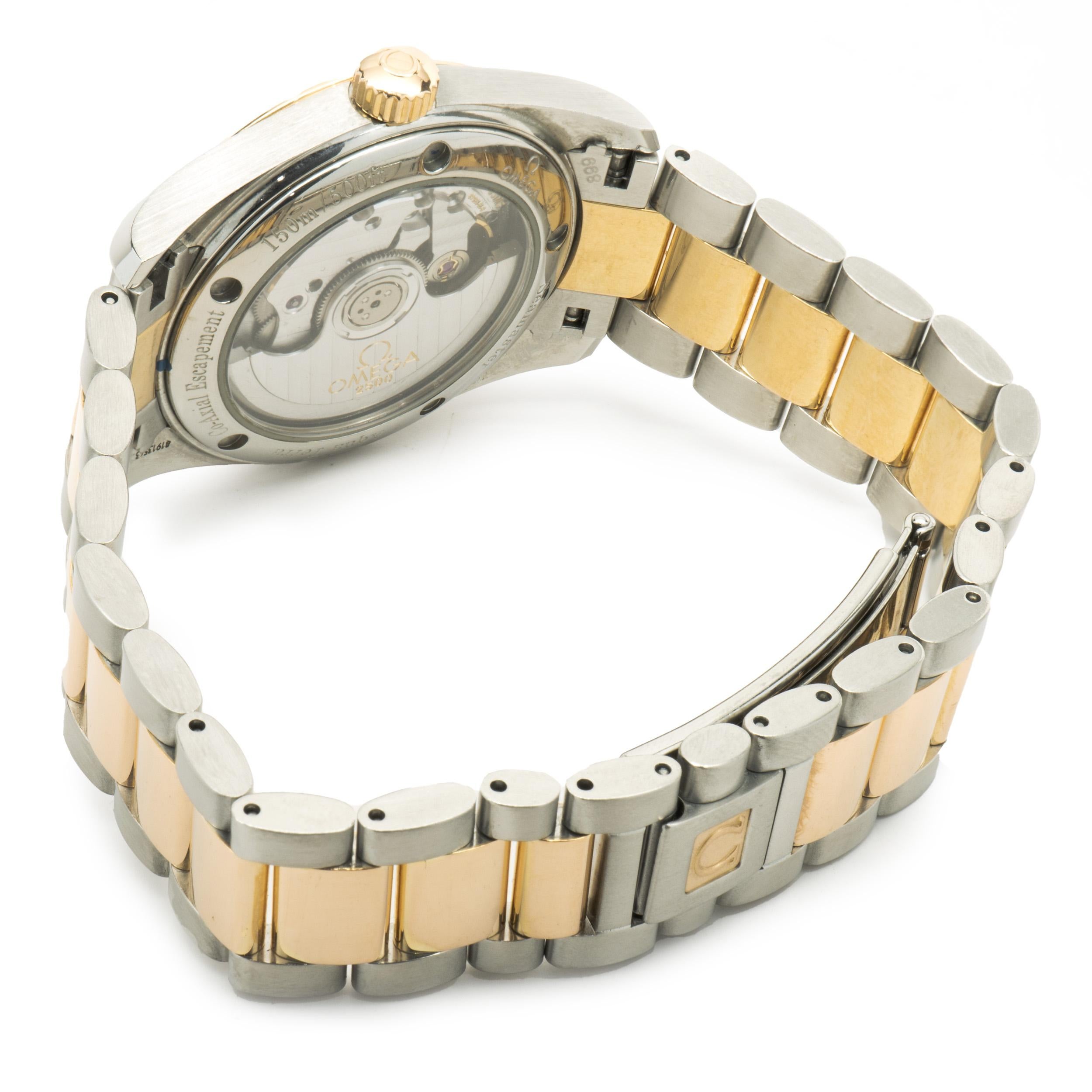 Omega Stainless Steel and 18 Karat Yellow Gold Aqua Terra For Sale at ...