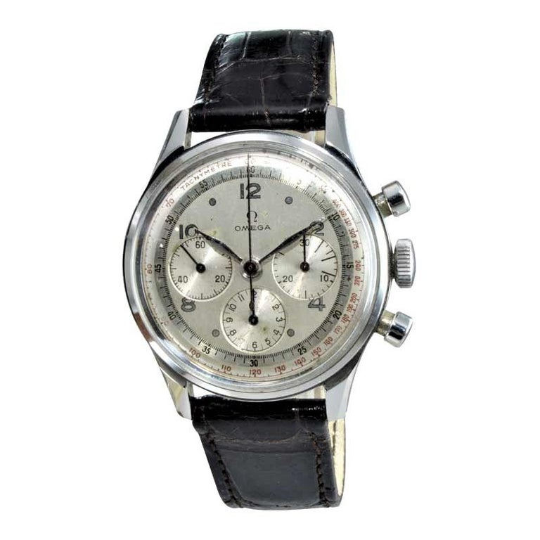 Omega Stainless Steel 3 Register Chronograph Manual Wind, circa 1950s ...