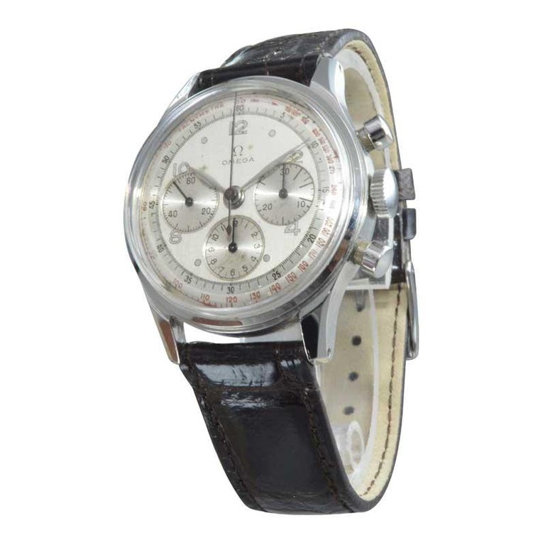 Omega Stainless Steel 3 Register Chronograph Manual Wind, circa 1950s ...