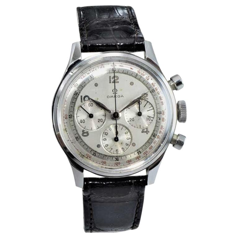 Omega Stainless Steel 3 Register Chronograph Manual Wind, circa 1950s ...
