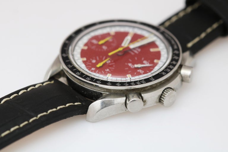 Omega Stainless Steel Speedmaster Schumacher Red at 1stDibs