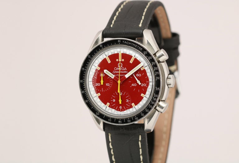 Omega Stainless Steel Speedmaster Schumacher Red at 1stDibs