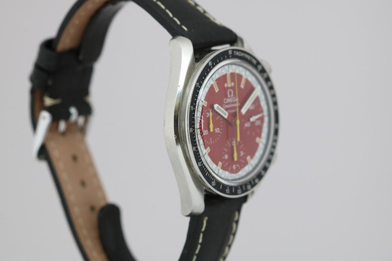 Omega Stainless Steel Speedmaster Schumacher Red at 1stDibs