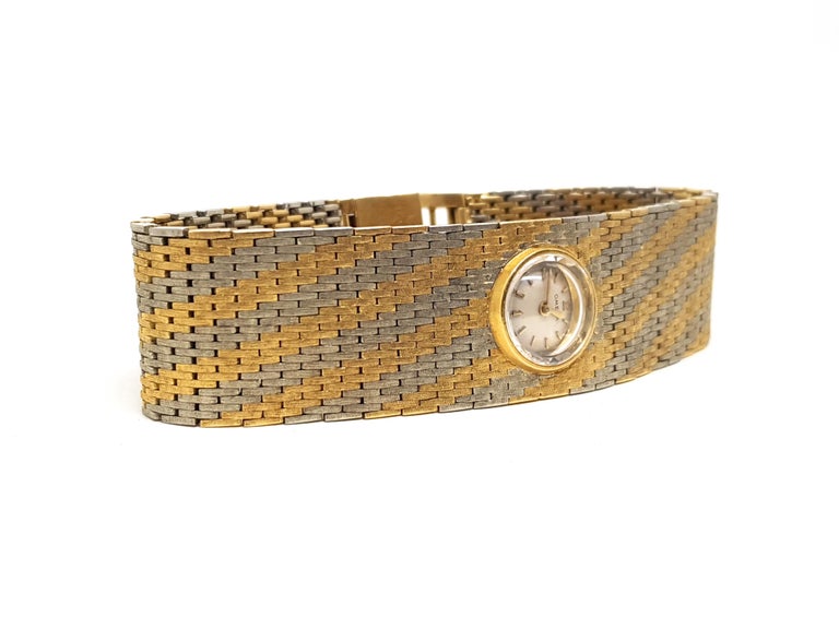 Omega Vintage 18 Karat Yellow White Gold Classic Wide Bracelet Manual ...