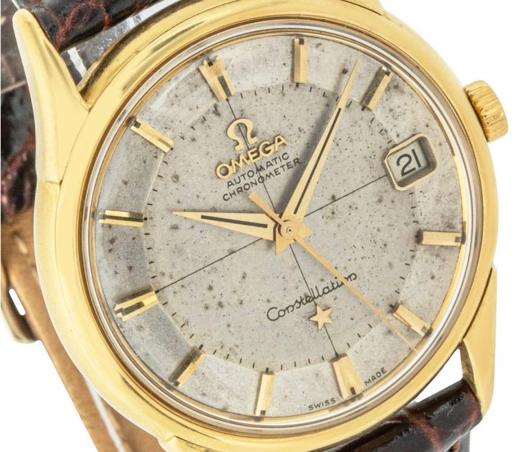 Omega Vintage Constellation Pie Pan Dial Yellow Gold For Sale at 1stDibs
