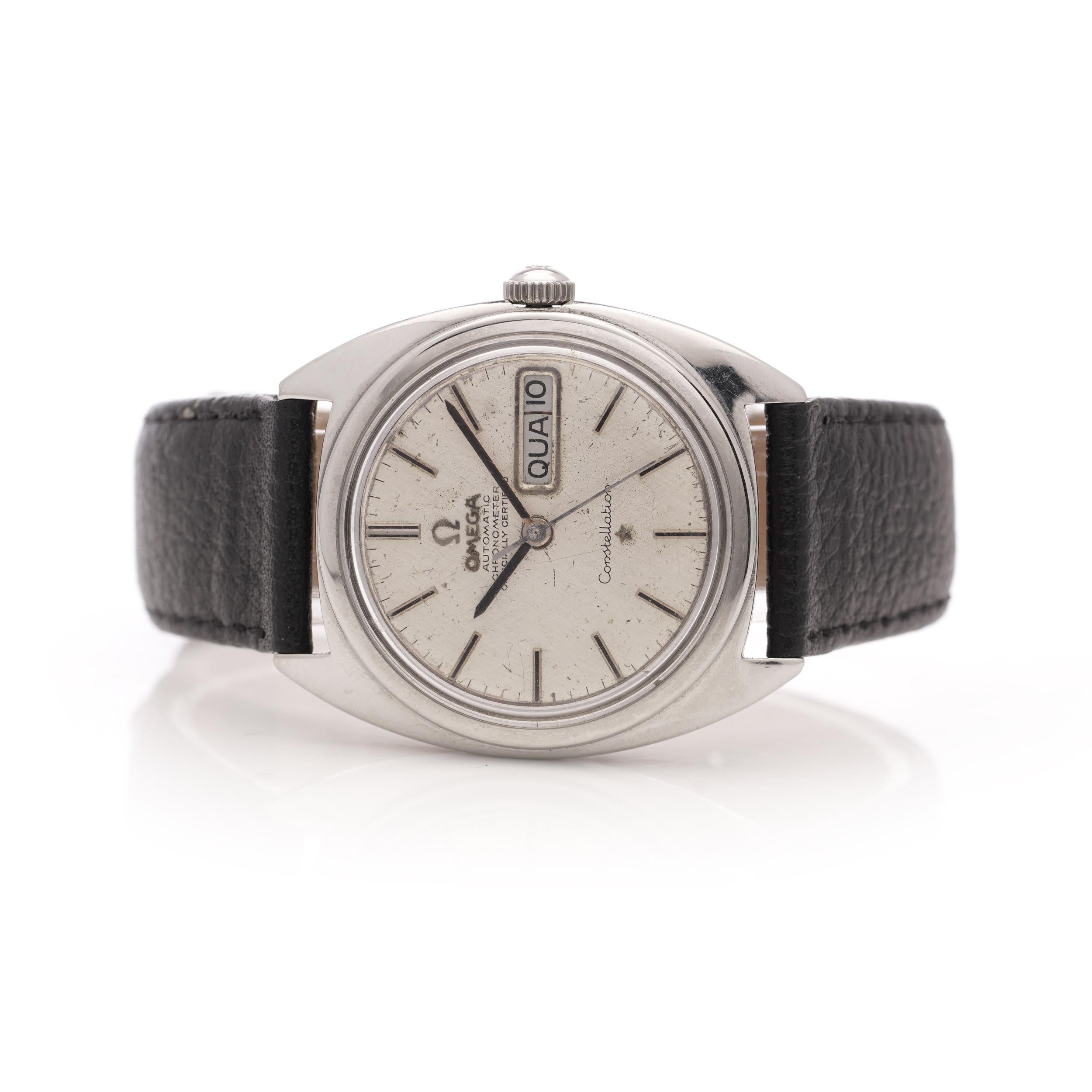 Omega vintage stainless steel Constellation Date 168.005 For Sale at 1stDibs