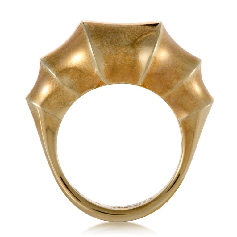 Omega Womens 18 Karat Yellow Gold Bamboo Ring at 1stDibs