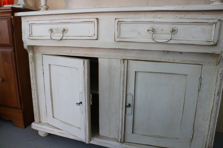 1900's French Farmhouse Pale Yellow Shabby Chic Mansion Breakfront at ...