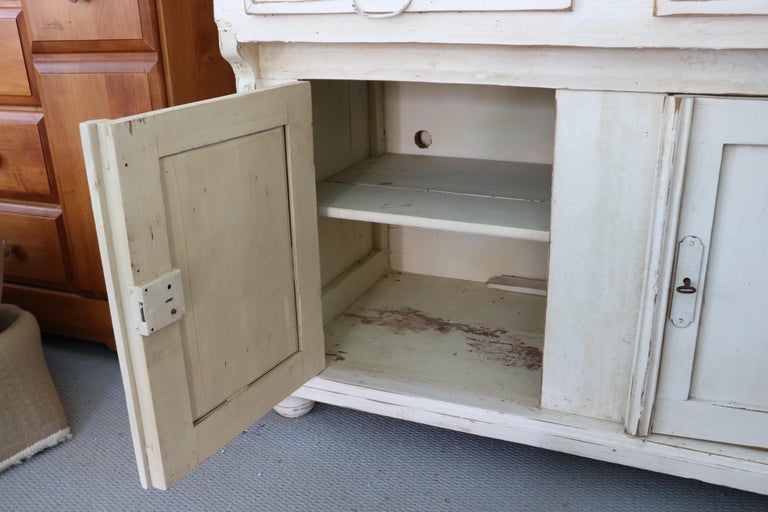 1900's French Farmhouse Pale Yellow Shabby Chic Mansion Breakfront at ...