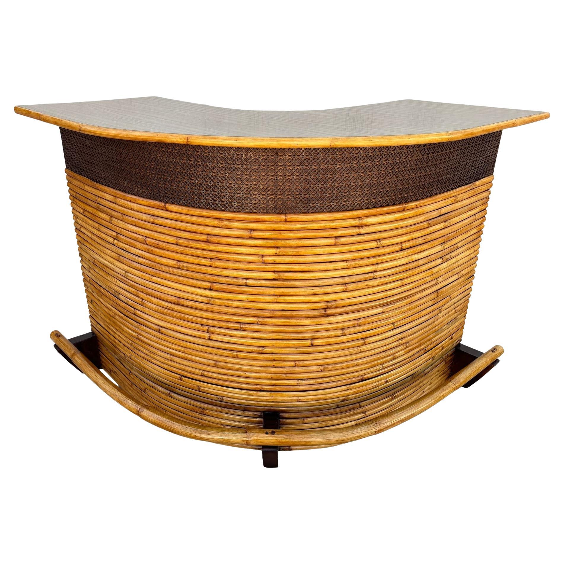 Restored Half Round Rattan and Woven Wicker Bar by Seven Seas Rattan at ...