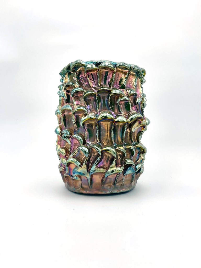 Onda Vase, Iridescent Metallic Raku N. 03 For Sale at 1stDibs