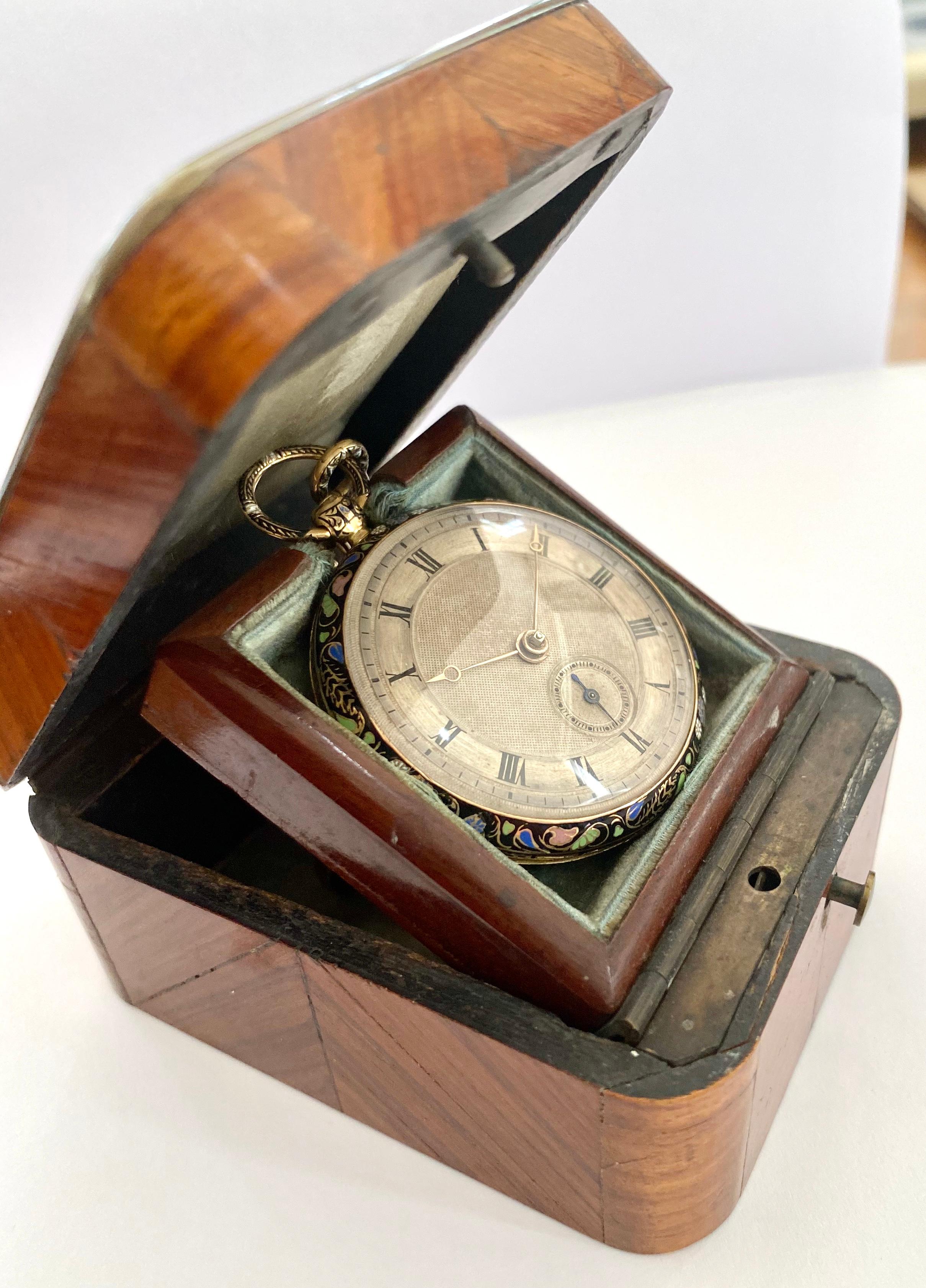 One '1' 18 Karat Yellow Gold Emaille Pocketwatch, Geneva, 1800 For Sale ...