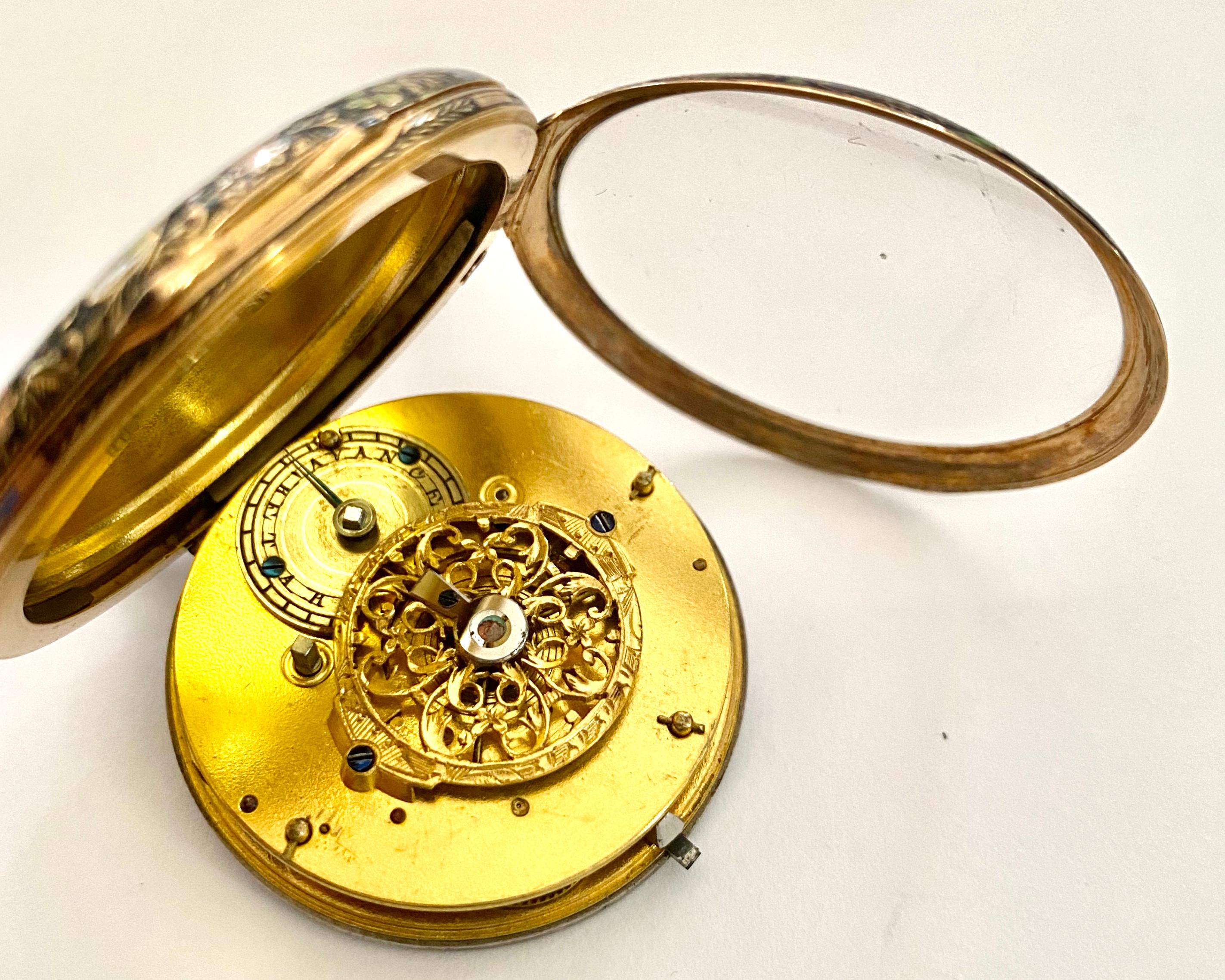 One '1' 18 Karat Yellow Gold Emaille Pocketwatch, Geneva, 1800 For Sale ...