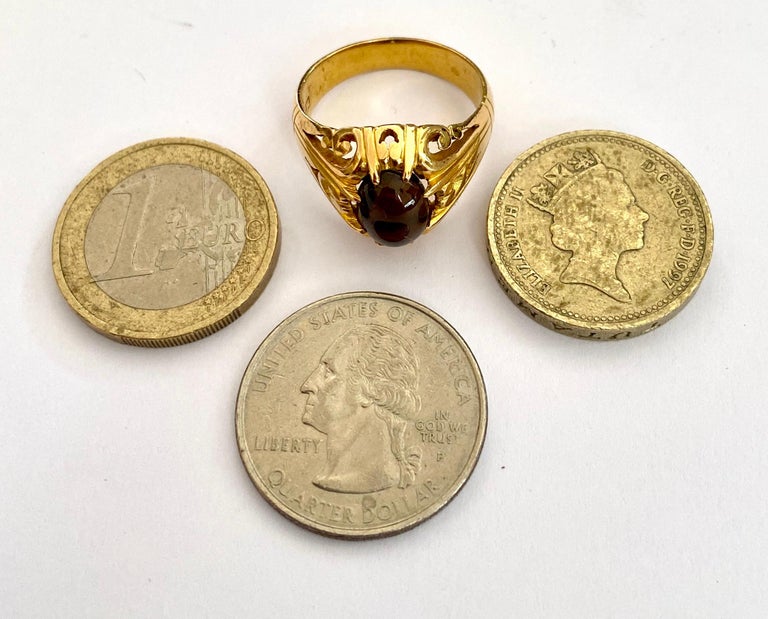 One '1' 22K '916/-' Yellow Gold Ring with Chrysoberyl, Cat's Eye ...