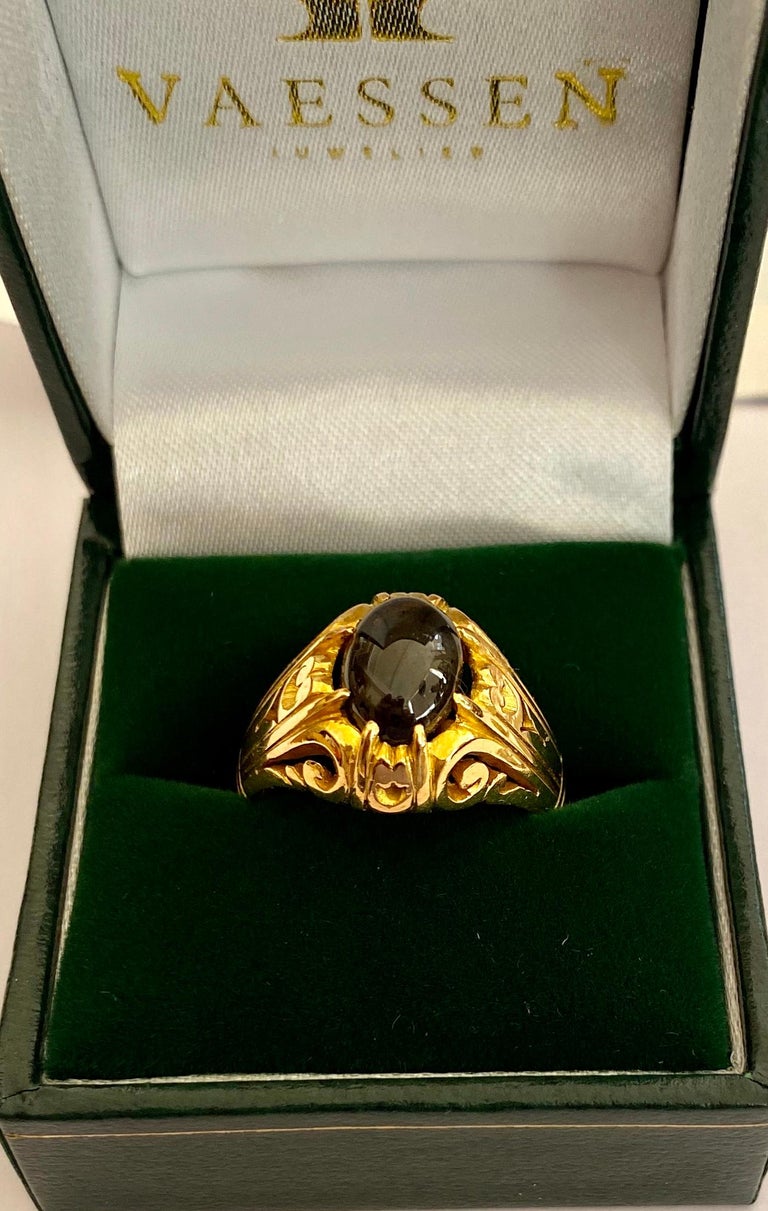 One '1' 22K '916/-' Yellow Gold Ring with Chrysoberyl, Cat's Eye ...