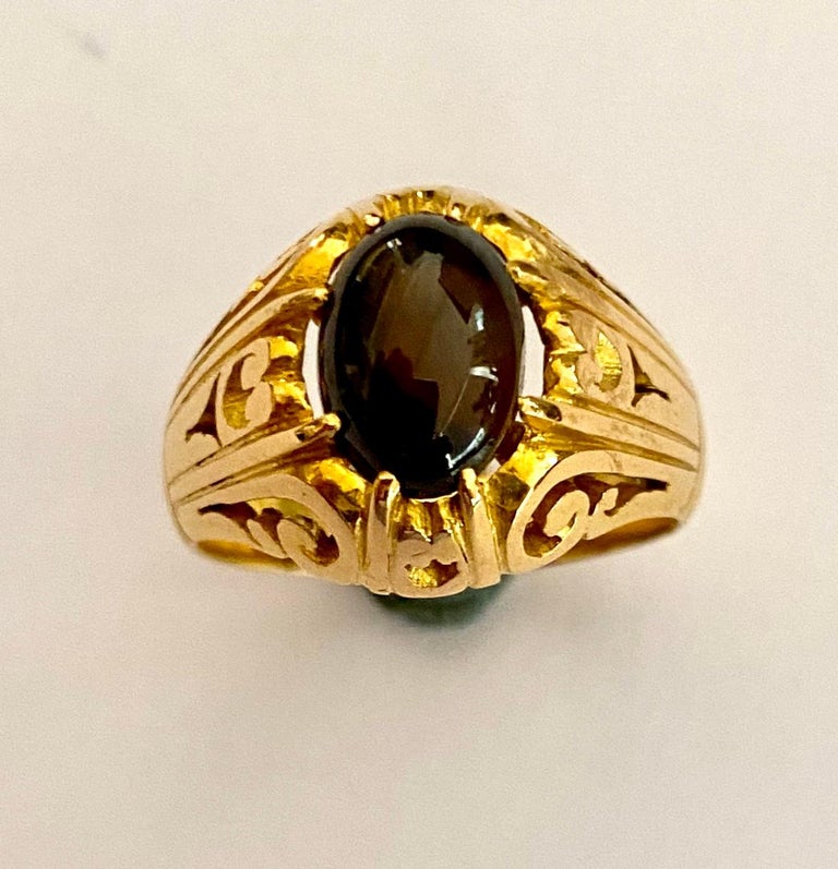 One '1' 22K '916/-' Yellow Gold Ring with Chrysoberyl, Cat's Eye ...