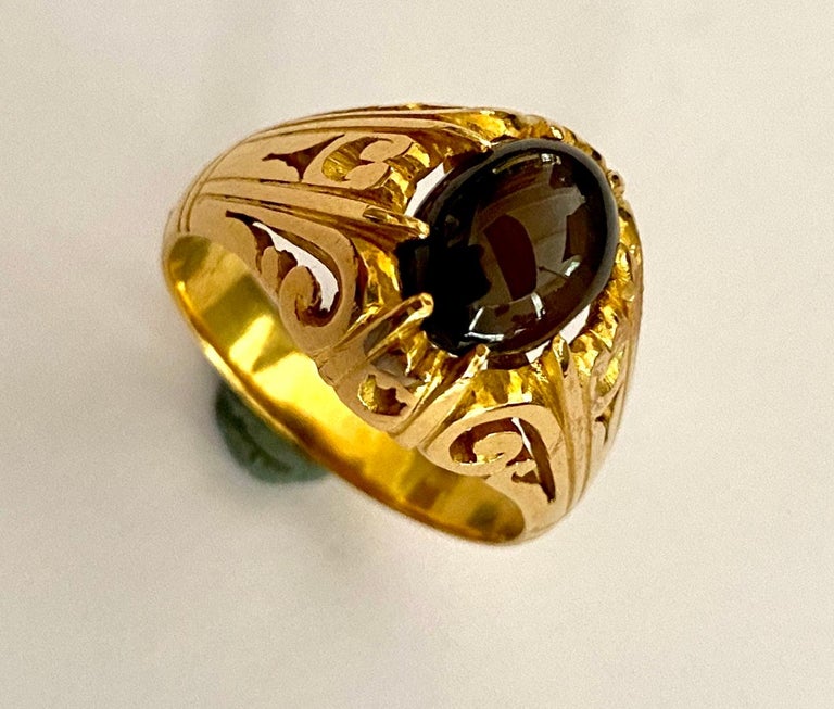 One '1' 22K '916/-' Yellow Gold Ring with Chrysoberyl, Cat's Eye ...