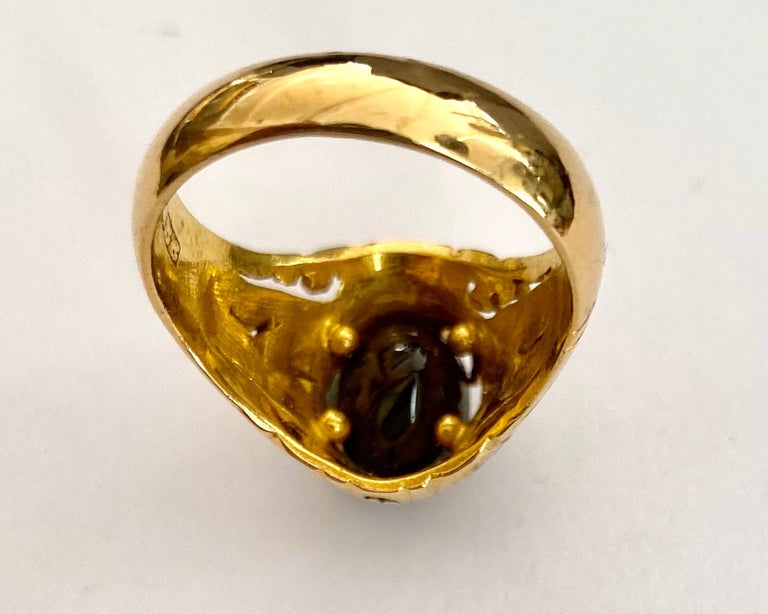 One '1' 22K '916/-' Yellow Gold Ring with Chrysoberyl, Cat's Eye ...