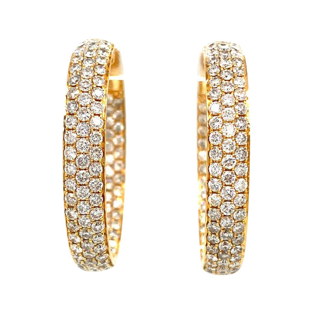 One 18k White Gold Custom Made Lady''s Diamond Inside Outside Hoop ...