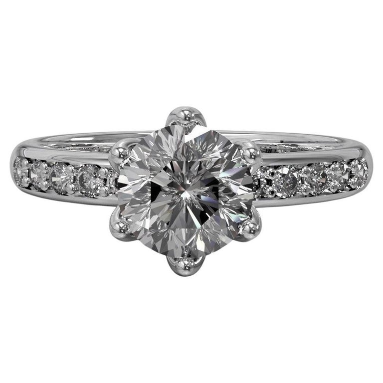 One Carat Certified Round Brilliant Cut Diamond Engagement Ring in ...