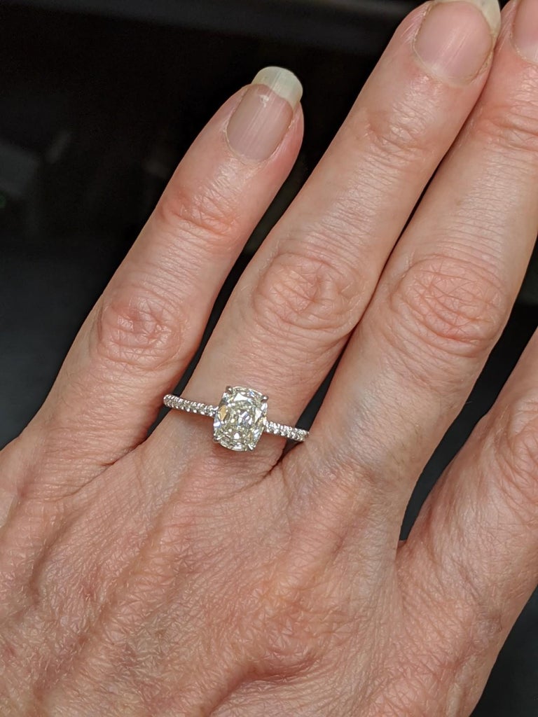 1 Carat Cushion Cut Diamond Ring in 18 Karat Cathedral Mounting For ...