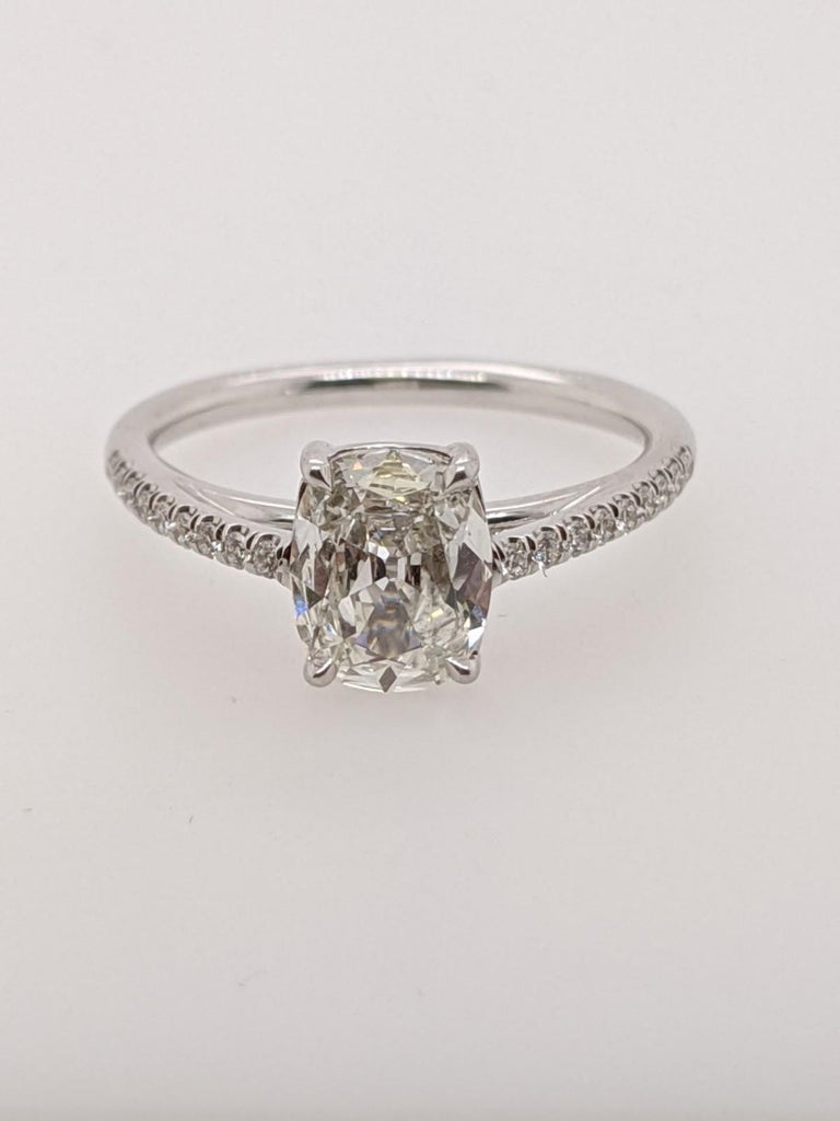 1 Carat Cushion Cut Diamond Ring in 18 Karat Cathedral Mounting For ...