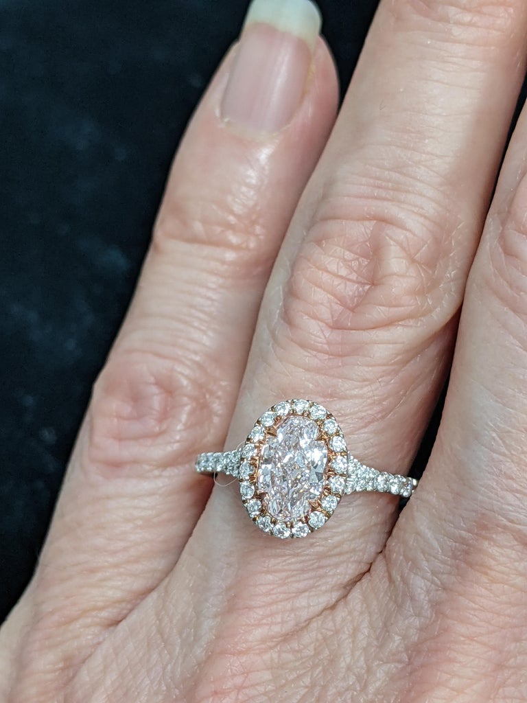 One Carat Light Pink Oval Diamond Ring Internally Flawless, GIA For ...